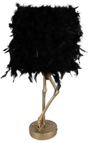 Stolní lampa ve tvaru zlatých pštrosích nohou s peříčky – 30x30x69 cm
