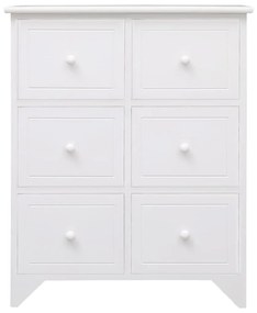 Odkládací skříňka 6 zásuvek bílá 60x30x75 cm dřevo pavlovnie,  284097