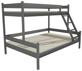 Patrová postel s rozšířeným spodním lůžkem PPS 002 90/120 x 200 cm - šedá