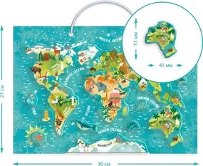 DODO Magnetická hra Mapa světa se zvířaty / Magnetky / 36 dílků / Přen