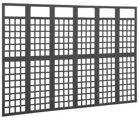 vidaXL 6dílná dělicí stěna / treláž masivní jedle černá 242,5 x 180 cm