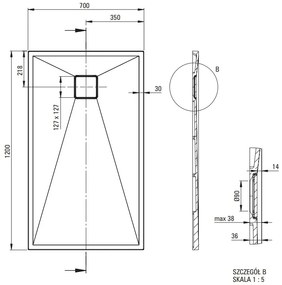 Deante Correo, obdélníková granitová sprchová vanička 120x70x3, 5 cm, antracitová metalíza, DEA-KQR_T73B