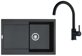 Franke - Kuchyňský set G276O, fragranitový dřez MRG 611 a baterie FC 6018.071, onyx 114.0700.795