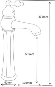 Mexen Retro - vysoká umyvadlová baterie, Zlatá, 73210-50