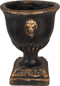Černo-hnědý antik květináč ve tvaru číše Baroque - Ø 33*42 cm
