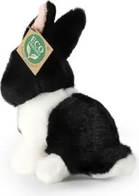 RAPPA Plyšový králík bílo-černý sedící 16 cm / ECO-FRIENDLY / od 0 měs