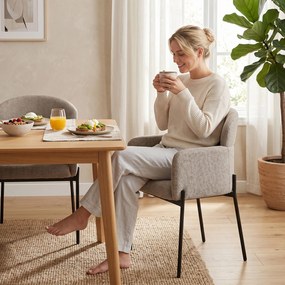 HOMCOM Chenille dekorativní křeslo – moderní čalouněné ergonomické křeslo s kovovými nohami, světle hnědé