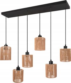 Závěsná Stropní Lampa Boho Pletená Přírodní 6xE27 Do Obývacího Pokoje