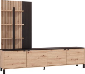 XXXLutz OBÝVACÍ STĚNA černá, dub artisan Hom`in - Kompletní obývací stěny - 000834014301
