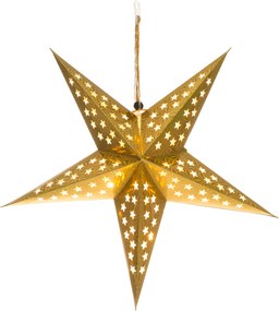 Papírová LED hvězda 43 cm, na baterie, zlatá