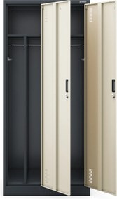 Zaměstnanecká skříňka čtyřkomorová antracitová/dub sonoma, 800x1800x500 mm: KACPER Eco Design
