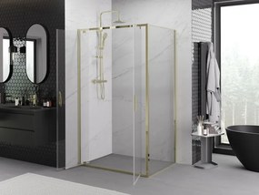 Mexen Exo, výklopná sprchová kabina, dveře 120 cm + boční stěna 100 cm, transparentní sklo, zlatá, 8182-120-100-50-00