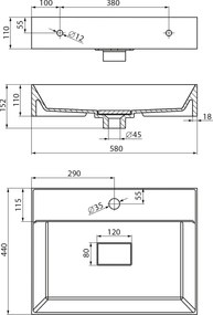Sapho GODIVA 58 x 44 cm GU058 umyvadlo bílá
