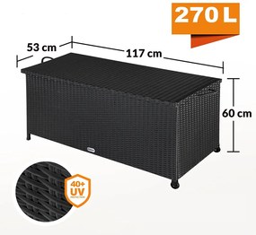 Casaria Polyratanový úložný box RICCO, 122x56 61cm, černá