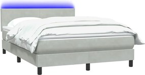 Box spring postel s matrací a LED světle šedá 160x210 cm samet 3316695