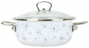 Belis Smaltovaný rendlík s poklicí Premium, bílá, 24 cm, 4 l, 4 l
