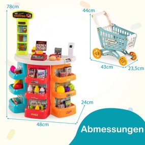 Costway 76 kusový supermarket s nákupním košíkem, obchod s váhou a skenerem
