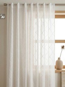 Sinsay - Poloprůhledná záclona na řasící pásce s geometrickou výšivkou - bílá