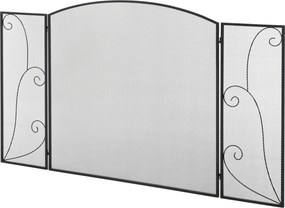 HOMCOM Krbová mřížka Krbová mřížka 3 panely výklopná Ochranná mřížka proti jiskrám Ochranná mřížka na kamna Kovová černá 1325 x 765cm pro bezpečný pr…