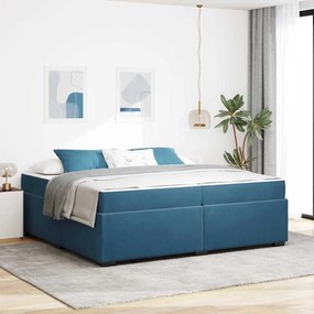 Rám postele s matrací Tmavě modrá 200 x 200 cm textil 3399312