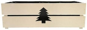 AMADEA Dřevěný vánoční truhlík se stromečkem bílý, uvnitř s černou fólií, 62x21,5x17cm, český výrobek