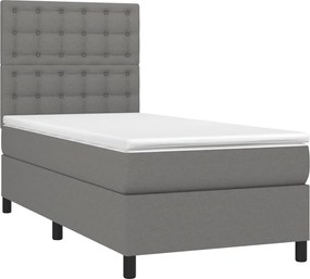 vidaXL Box spring postel s matrací a LED 90x190 cm textil [3135158] Barva: Tmavě šedá