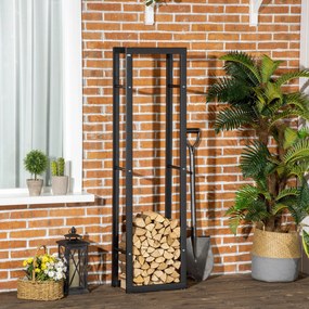 HOMCOM Držák na dřevo Metal 40 x 25 x 150 cm Úložná pomůcka na dřevo Ocelový rám až do 100 kg Přístřešek na dřevo Venku Dřevěný rack pro zahradu a te…