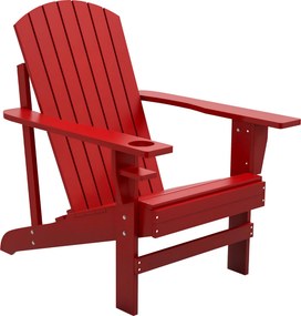 Outsunny Adirondack Zahradní Křeslo s Držákem na Nápoje, Sluneční Lehátko na Balkon, Masivní Dřevo, Červené 72 x 94 x 93 cm | Aosom