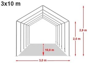 Párty stan 3x10m - PVC Standard Ohnivzdorný Barva: Bílá