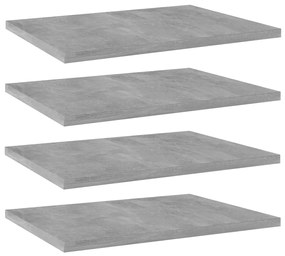Police na knihy 4 ks betonově šedé 40x30x1,5cm kompozitní dřevo