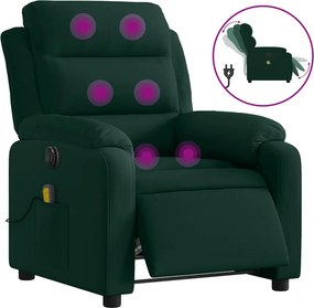 Elektrické masážní polohovací křeslo tmavě zelené samet 3205083