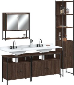 vidaXL 4dílný set koupelnového nábytku kompozitní dřevo [3214689] Barva: hnědý dub