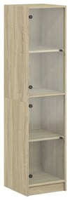 vidaXL Highboard se skleněnými dvířky dub sonoma 35 x 37 x 142 cm