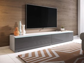 TV stolek Lancome 180, bílá/šedý lesk s LED osvětlením