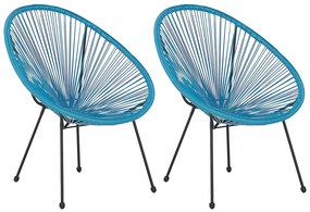 Sada 2 ratanových židlí modrých ø 70 cm ACAPULCO II Beliani