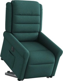 Elektrické zvedací polohovací křeslo tmavě zelené textil 3303340