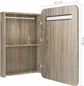 LED koupelnová skříňka se zrcadlem dub 60 x 11 x 80 cm 326507