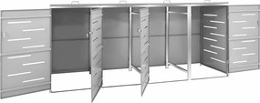 Přístřešek na čtyři popelnice 276,5x77,5x115 cm nerezová ocel 149561