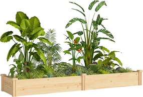 Outsunny dřevěný vyvýšený záhon s přepážkou a otevřeným dnem, 235 × 66 × 26 cm — velký záhon pro zeleninu a bylinky na zahradu i balkon | Aosom