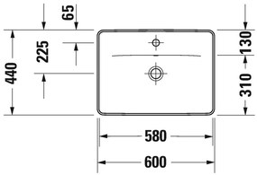 Duravit D-Neo - Vestavné umyvadlo 600 x 435 mm, s přepadem, bílá 0357600027