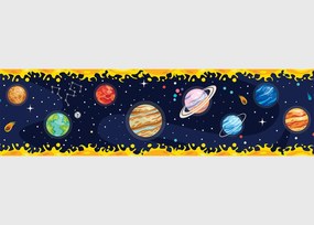 Dětská samolepící bordura na zeď Kosmický Průvod | 5 m x 13.8 cm | DWBD8257