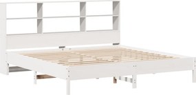 Postel s knihovnou bez matrace bílá 180x200 cm masivní borovice 3322862