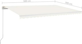Ručně zatahovací markýza 500 x 300 cm krémová 3068937