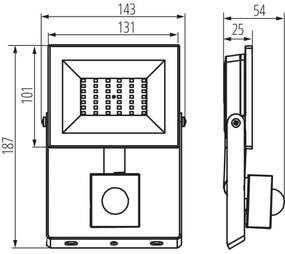 LED reflektor s čidlem Kanlux Miledo GRUN NV LED-30-B-SE 30W neutrální bílá 31399