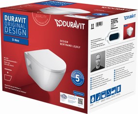 Duravit D-Neo sada mísa + prkénko s pomalým sklápěním závěsná Bez oplachového kruhu bílá 45780900A1