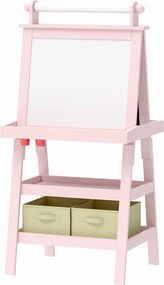 AIYAPLAY Dětský Easel 3 v 1 Dvousečný Magnetický Dětský Malířský Easel s Papírovým Rolem a Úložnými Košíky 59x48x118 cm Růžový | Aosom