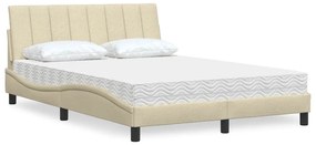 Postel s matrací Hanko krémová 140 x 190 cm textil 3310529