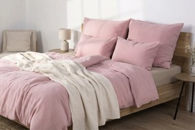 Celoroční mušelínové francouzské povlečení Soft Pink - GOTS Velikost: 220 x 200 + 2 x 70 x 90