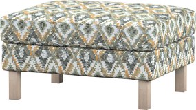 Potah na podnožku IKEA Karlstad barva modrá látka pletený vzor, vzorované