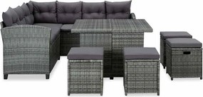 6dílná zahradní sedací souprava s poduškami polyratan šedá 315231